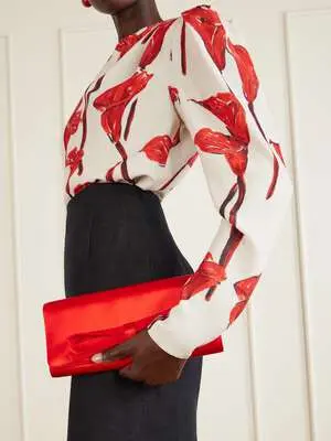 Carolina Herrera Ribbon Detailed Satin Clutch