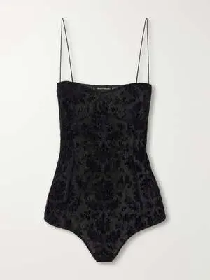 PAULINE DUJANCOURT Velvet Lace Bodysuit