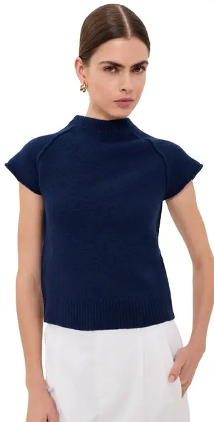 JIL SANDER Wool Top With Kimono Sleeves - Nightfall