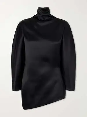 Khaite Harlow Gathered Satin Blouse - Black