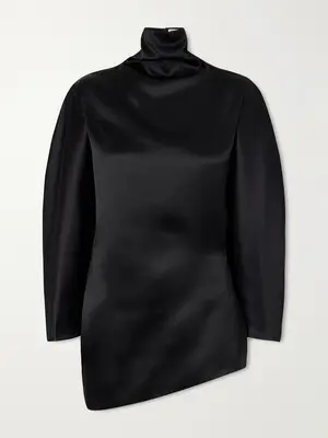 Khaite Harlow Gathered Satin Blouse - Black