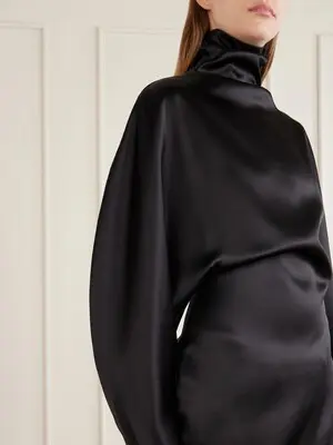 Khaite Harlow Gathered Satin Blouse - Black