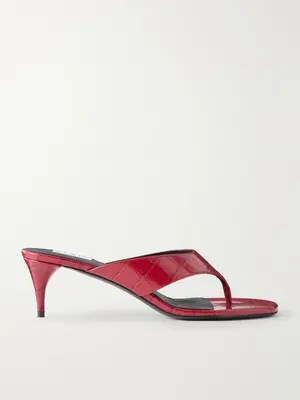 Alaïa Infra 55 Croc-effect Leather Sandals - Red