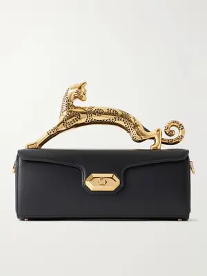 LANVIN Pencil Cat Leather Clutch - Black