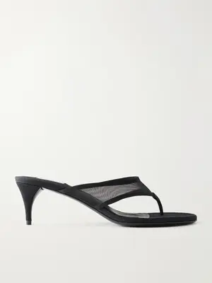 Alaïa Infra 55 Tulle Sandals - Black