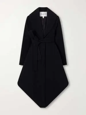 Alaïa Belted Draped Virgin Wool Coat - Black