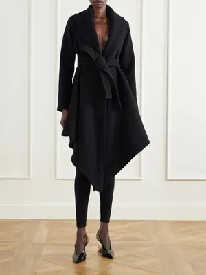 Alaïa Belted Draped Virgin Wool Coat