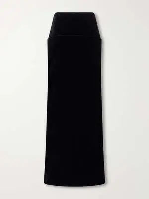 Alaïa Cotton-velvet Midi Skirt