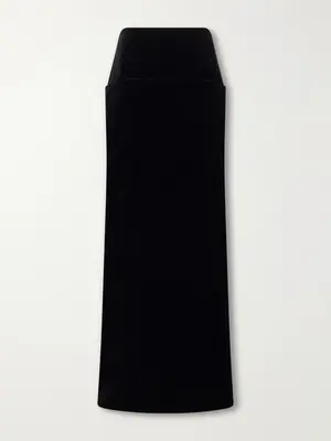 Alaïa Cotton-velvet Midi Skirt - Black