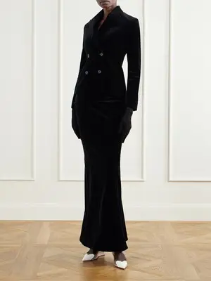 Alaïa Cotton-velvet Midi Skirt