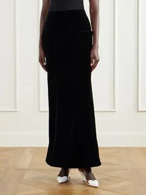 Alaïa Cotton-velvet Midi Skirt