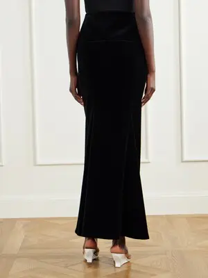 Alaïa Cotton-velvet Midi Skirt