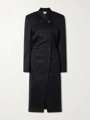 Khaite Rolon Double-breasted Wool Long Coat - Black