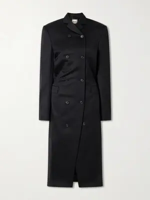 Khaite Rolon Double-breasted Wool Long Coat - Black
