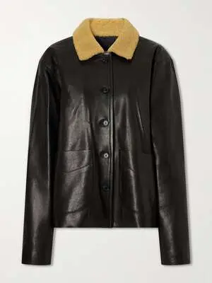 Khaite Wilson Leather And Shearling-trimmed Jacket - Black
