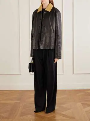Khaite Wilson Leather And Shearling-trimmed Jacket