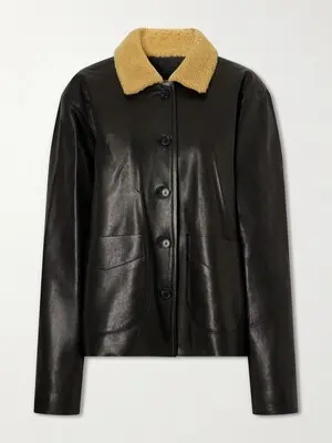 Khaite Wilson Leather And Shearling-trimmed Jacket - Black