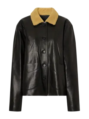 Khaite Wilson Leather And Shearling-trimmed Jacket - Black