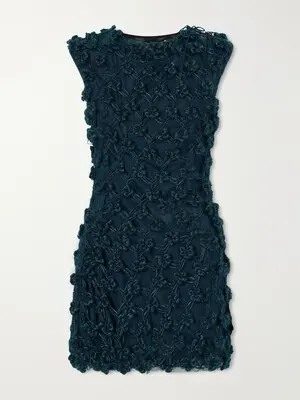 PAULINE DUJANCOURT Floral Appliqué Mini Dress - Green