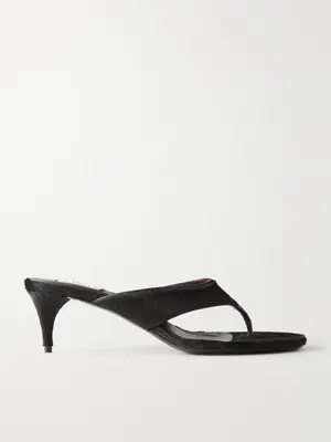 Alaïa Calf Hair Thong Sandals - Brown