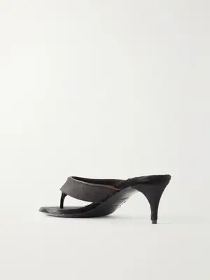 Alaïa Calf Hair Thong Sandals - Brown