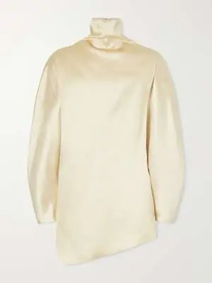 Khaite Harlow Draped Satin Blouse - Ivory
