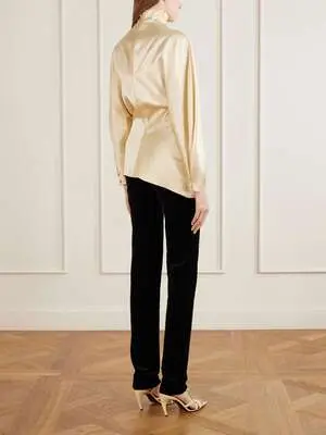 Khaite Harlow Draped Satin Blouse