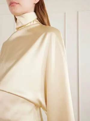 Khaite Harlow Draped Satin Blouse