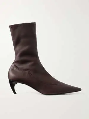 Khaite Valerie 55 Leather Ankle Boots - Brown