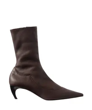 Khaite Valerie Leather Ankle Boots - Brown
