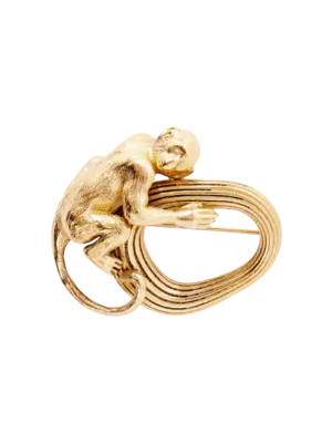 Khaite Monkey Brooch In Tone - Gold