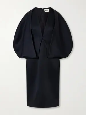 Khaite Dakota Crepe-satin Midi Dress - Black