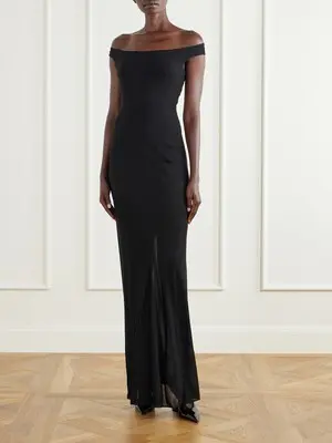 Alaïa Draped Jersey Midi Dress - Black