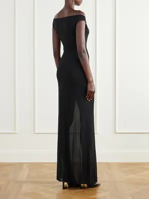 Alaïa Draped Jersey Midi Dress - Black