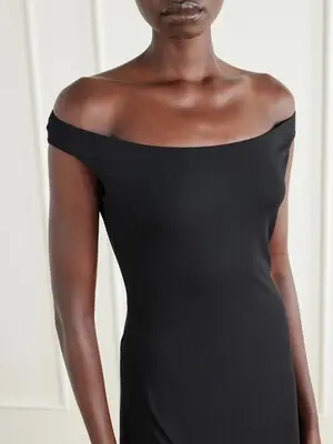 Alaïa Draped Jersey Midi Dress - Black