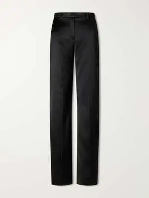 Khaite Hunter Pleated Satin Straight-leg Pants
