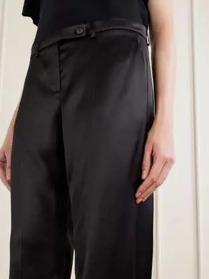 Khaite Hunter Pleated Satin Straight-leg Pants