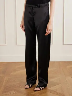 Khaite Hunter Pleated Satin Straight-leg Pants