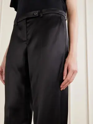 Khaite Hunter Pleated Satin Straight-leg Pants