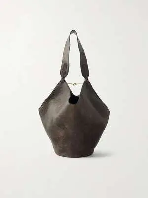 Khaite Lotus Leather Small Tote Bag - Black