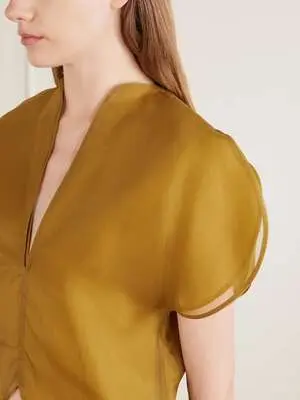 Khaite Briar Silk Blouse - Chartreuse