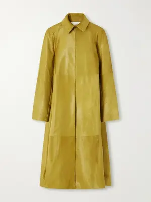 Alaïa Paneled Calf Hair Trench Coat - Yellow