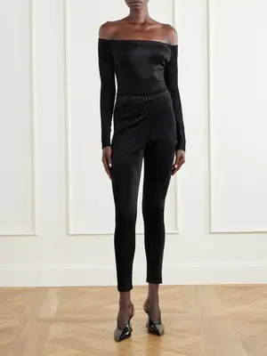Alaïa Off-the-shoulder Velvet Bodysuit - Black