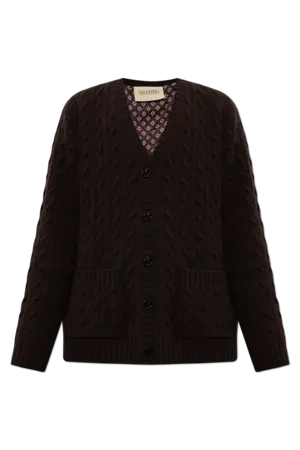 Valentino Garavani Wool Cable Knit Cardigan - Brown