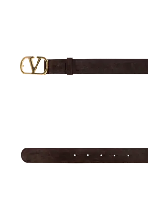 Valentino Garavani Suede Belt With Gold Tone V Logo Buckle