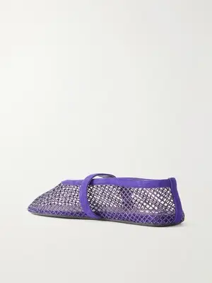 Alaïa La Ballerine Suede-trimmed Mesh Ballet Flats