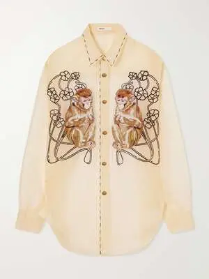 Khaite Goya Embroidered Silk-organza Shirt - Yellow