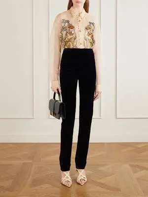 Khaite Goya Embroidered Silk-organza Shirt