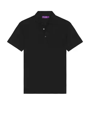 Ralph Lauren Purple Label Short Sleeve Polo Shirt In Black - Classic Black