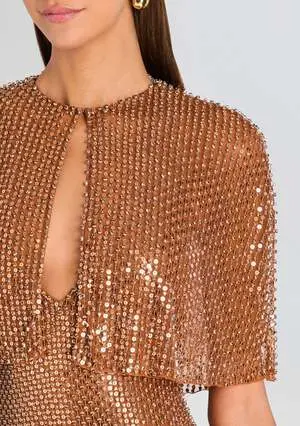 Retrofete Sequin Cape - Hazelnut